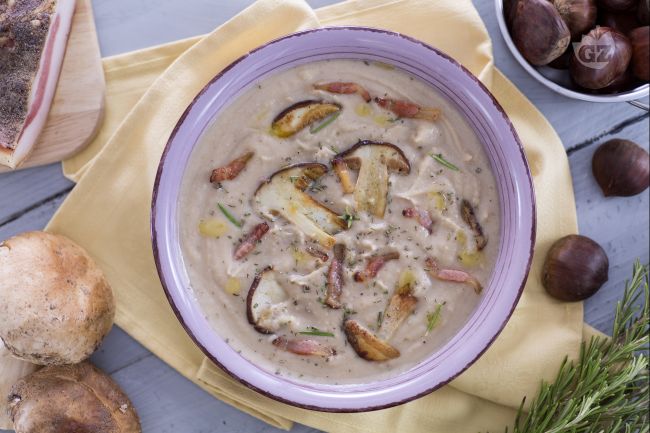 Chestnut velouté with porcini mushrooms and crispy guanciale - Italian ...