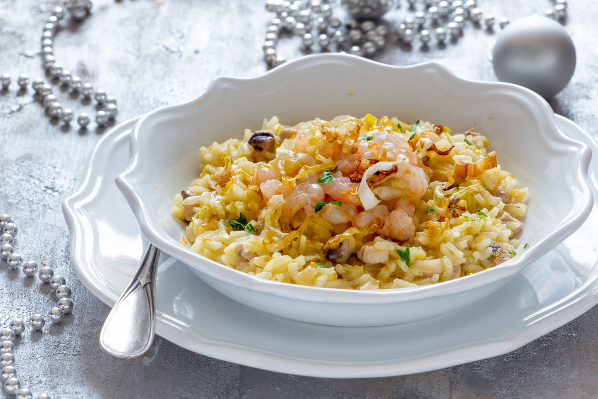 Orange risotto with swordfish and shrimp - Italian recipes by ...