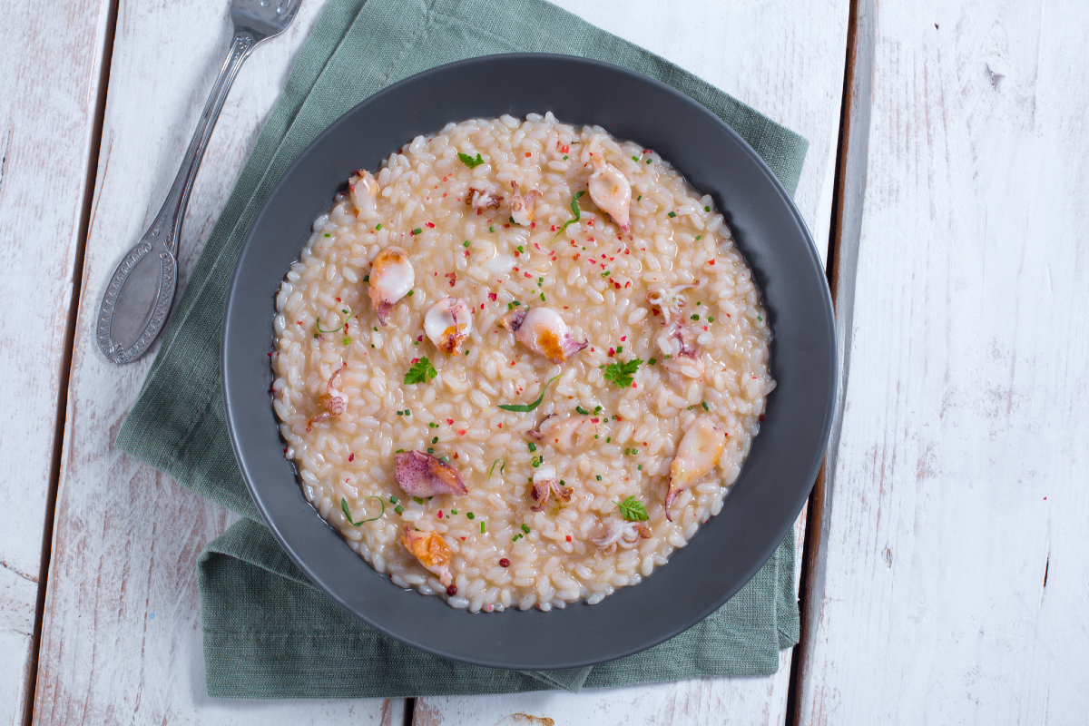 Squid and Herb Risotto - Italian recipes by GialloZafferano