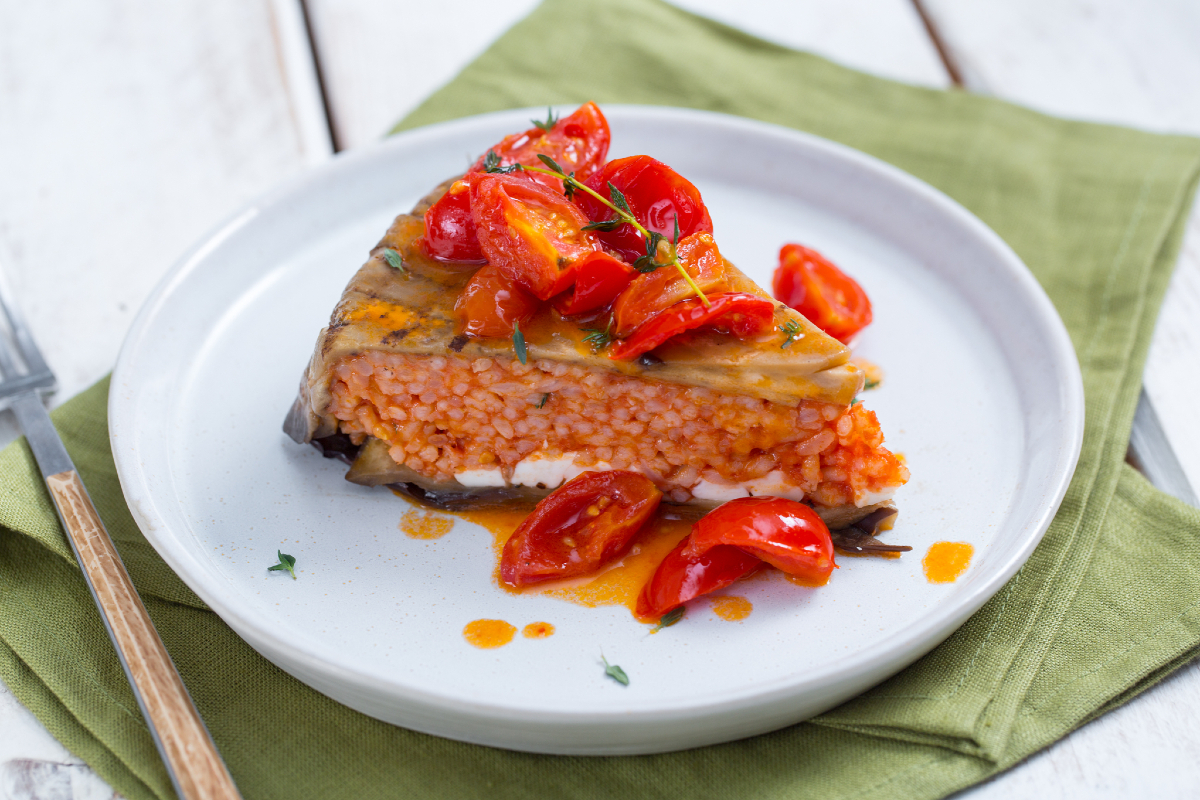 Rice Timbale with Eggplants and Tomatoes - Italian recipes by ...