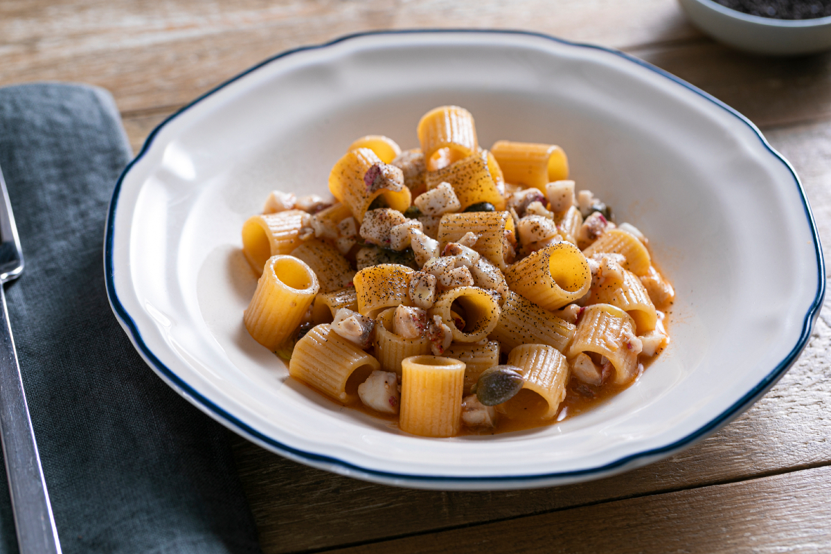 Pasta with Red Mullet, Capers, and Black Garlic - Italian recipes by ...