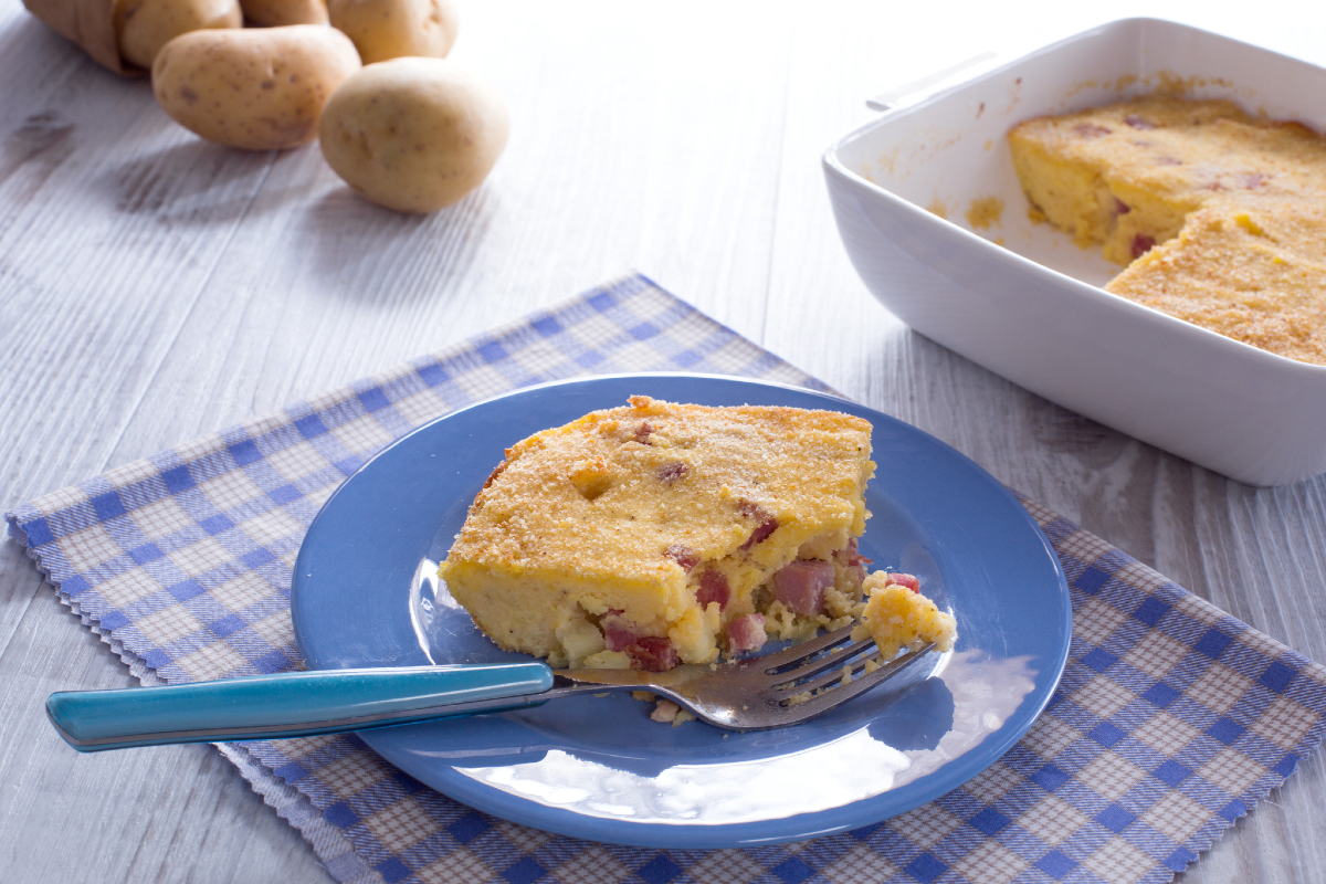 Potato Gateau with Salami - Italian recipes by GialloZafferano
